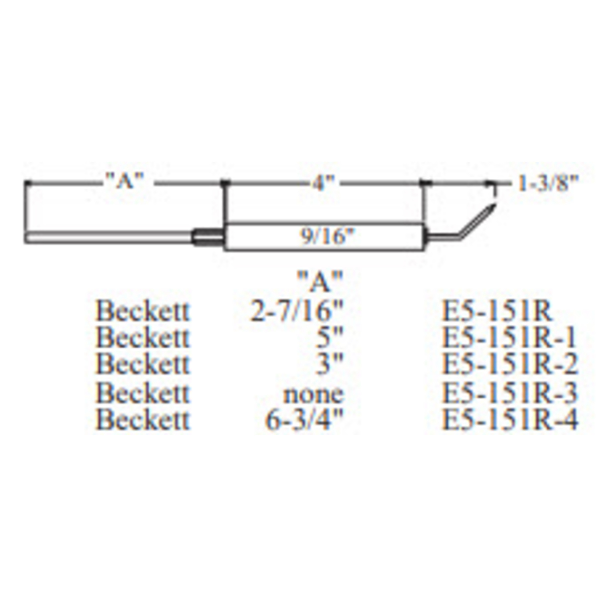 E5-151R-2PK - Westwood - 151R, Beckett Electrode 2pk – E.S. Gallagher